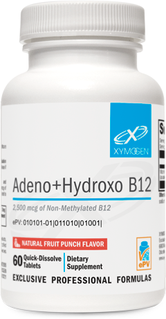 XYMOGEN®, Adeno+Hydroxo B12 Natural Fruit Punch Flavor 60 Tablets ...